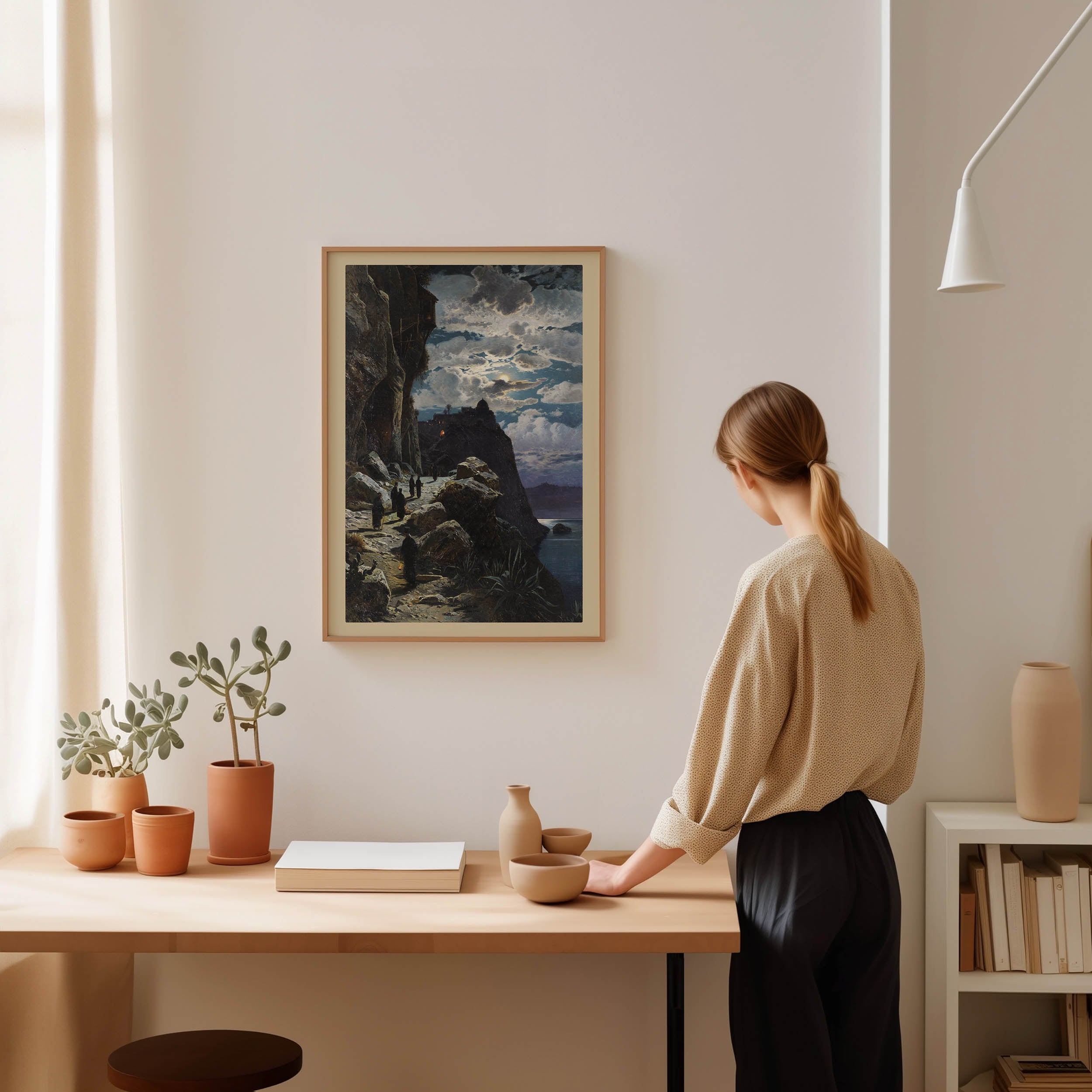 Gang der Mönche zum Bergkloster Athos (1905) van Hermann David Salomon ...