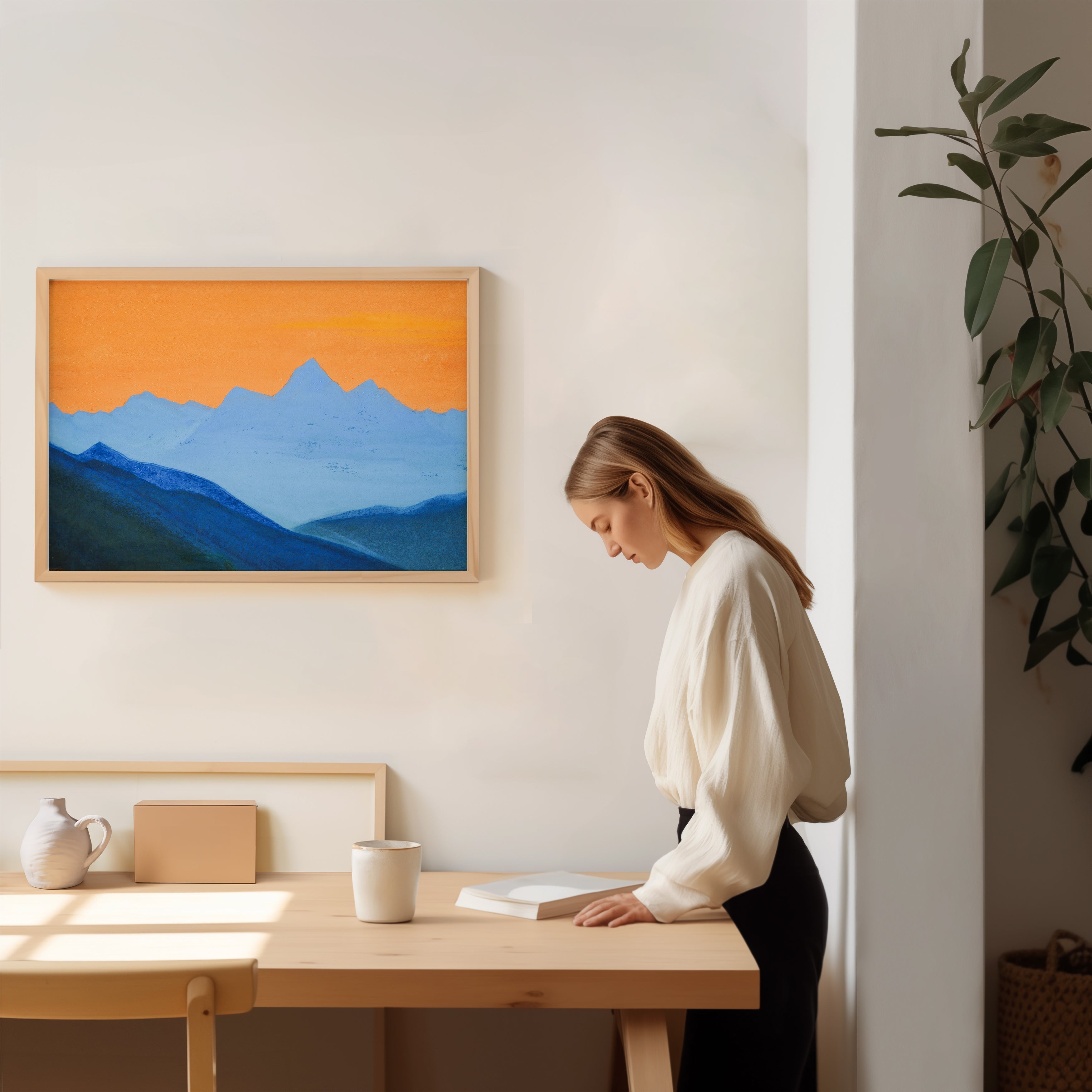 Avond (Blauwe Bergen Voor Oranje Hemel) (1940) van Nicholas Roerich ...