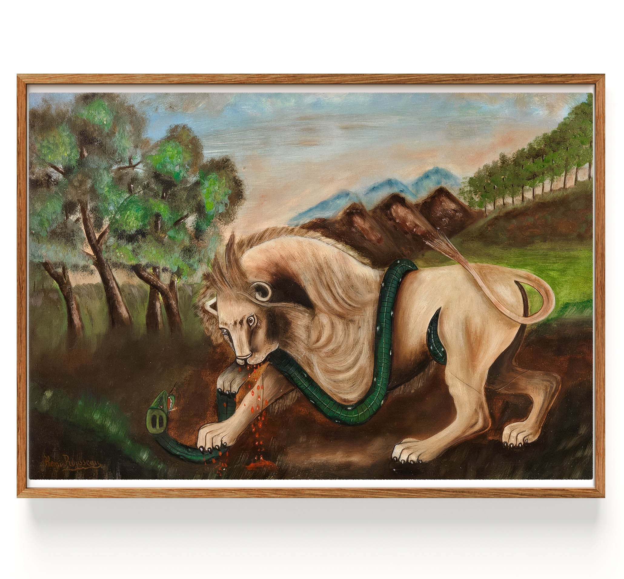 Leeuw die een boa verslindt (1844-1910) van Henri Rousseau Fine Art ...